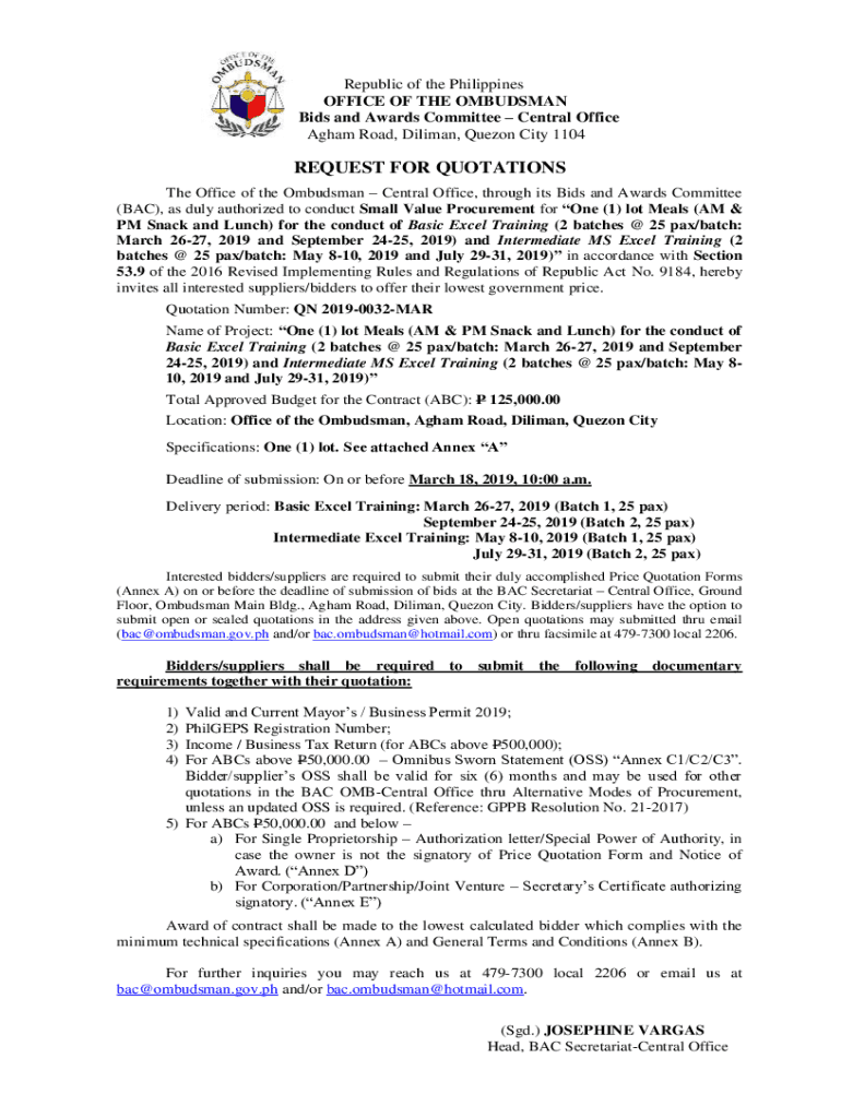 Fillable Online (BAC), as duly authorized to conduct Small Value ...