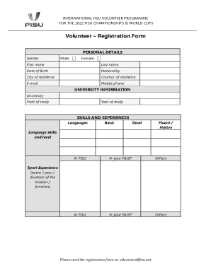 Fillable Online Volunteer Registration Form Fax Email Print - pdfFiller