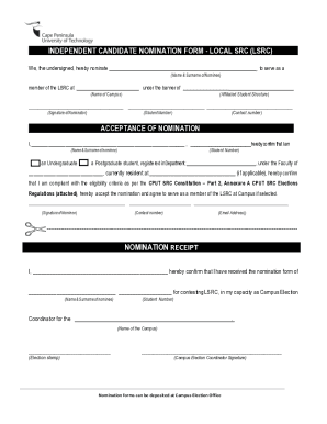 Fillable Online independent candidate nomination form - local src (lsrc) Fax Email Print - pdfFiller