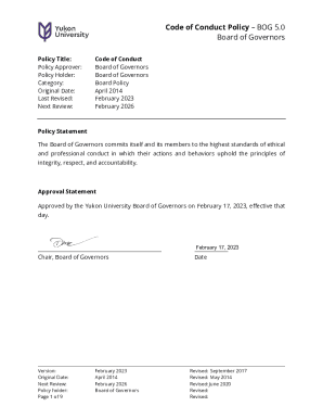 Fillable Online Code of Conduct PolicyBOG 5.0 Board of Governors Fax ...