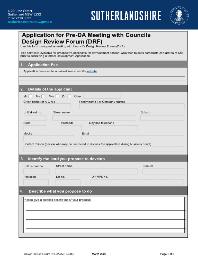 Fillable Online Public Forum Application Form - Sutherland Shire ...