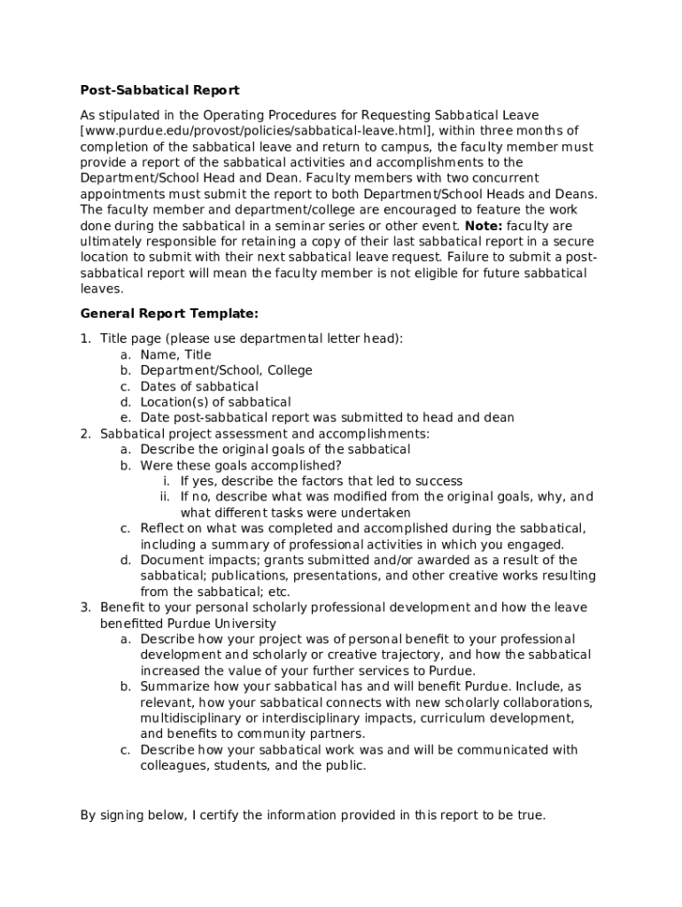 Sabbatical Request Procedures Doc Template | pdfFiller