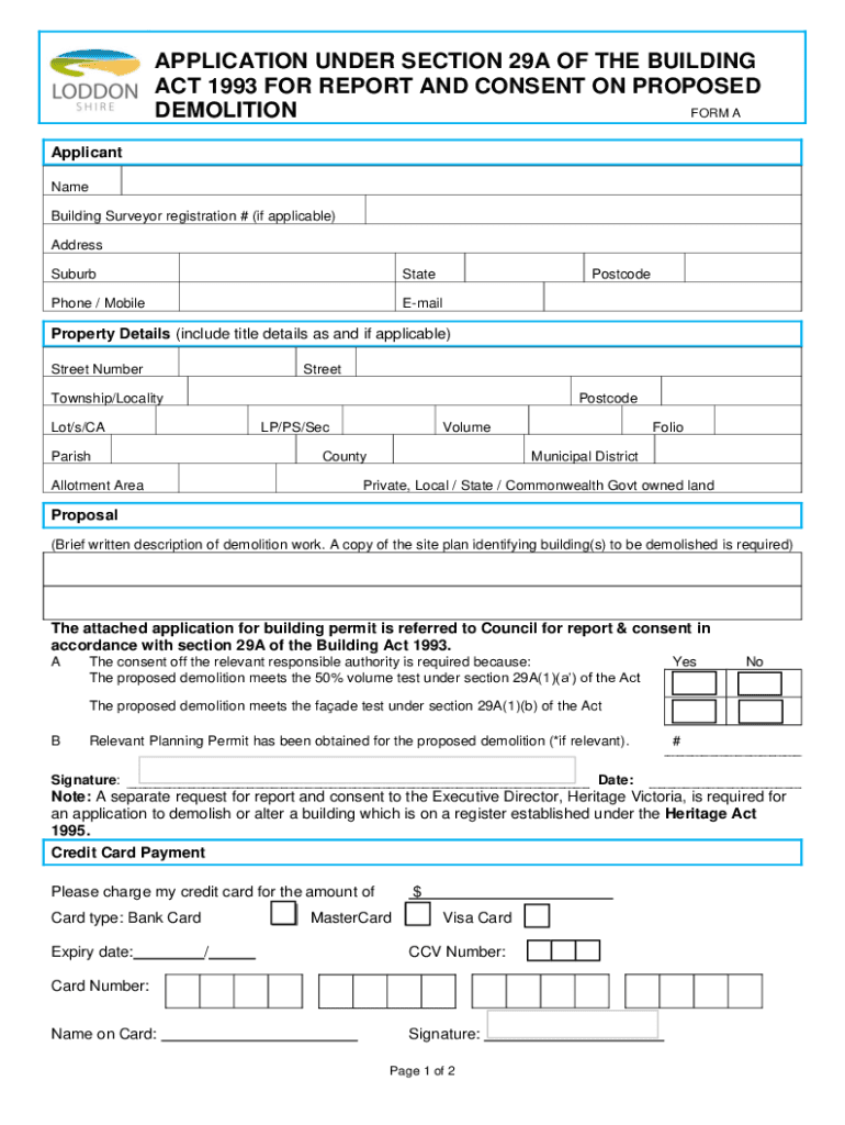 Fillable Online Request under Section 29a of the Building Act 1993 for ... Fax Email Print ...