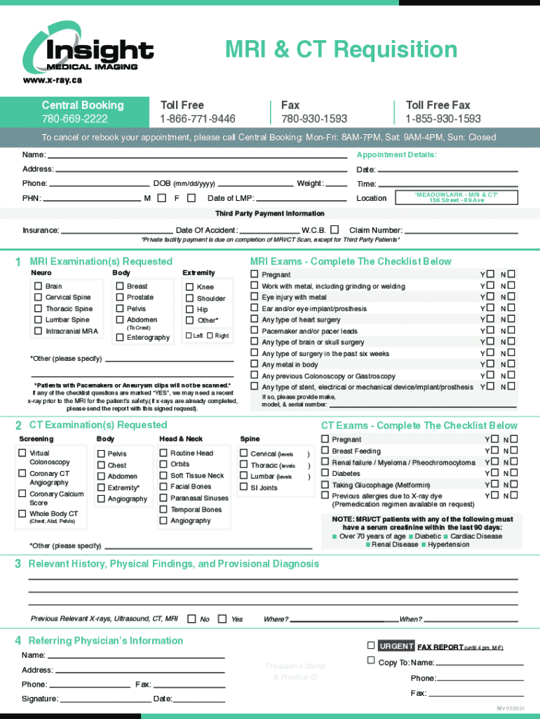 Fillable Online 368680MRI CT Forms Fax Email Print - pdfFiller