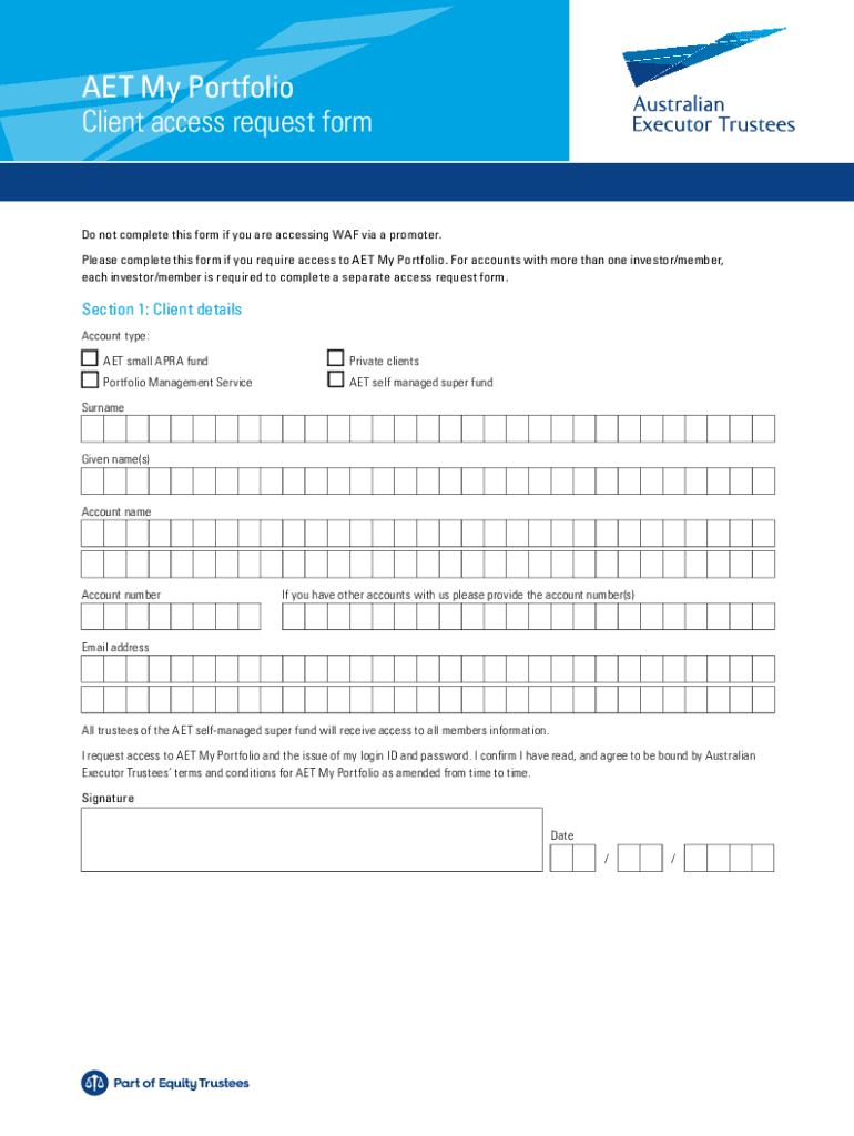 Fillable Online Fillable Online Client Access Request form X - AET My ...