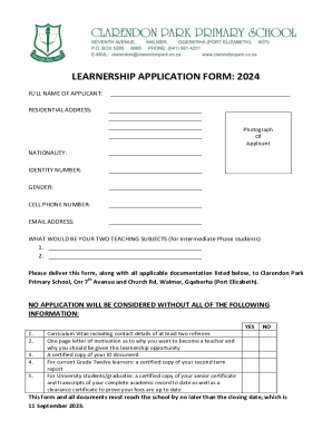 Fillable Online LEARNERSHIP APPLICATION FORM: 2024 Fax Email Print ...