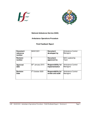 Fillable Online Ambulance Operations Procedure - Field Feedback Report ...