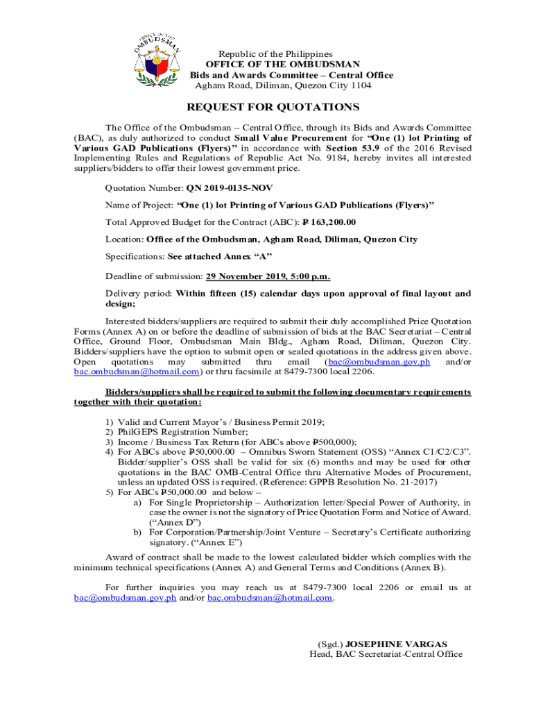 Fillable Online (BAC), as duly authorized to conduct Small Value ...