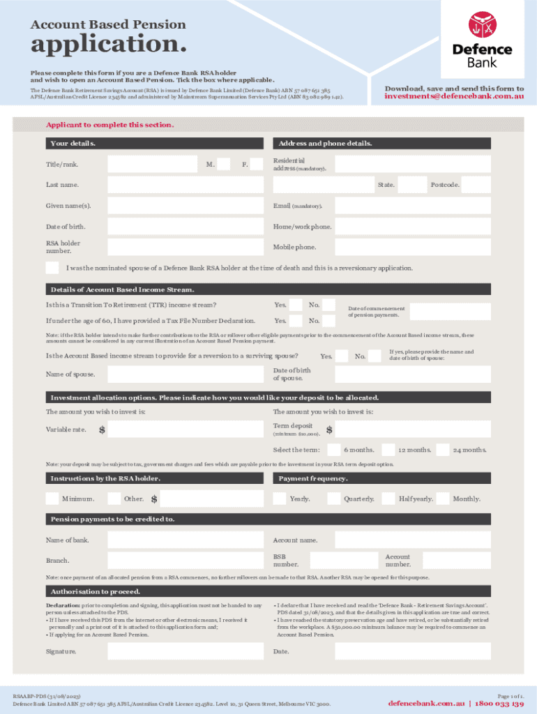 Fillable Online Fillable Online application. - Defence Bank Fax Email ...