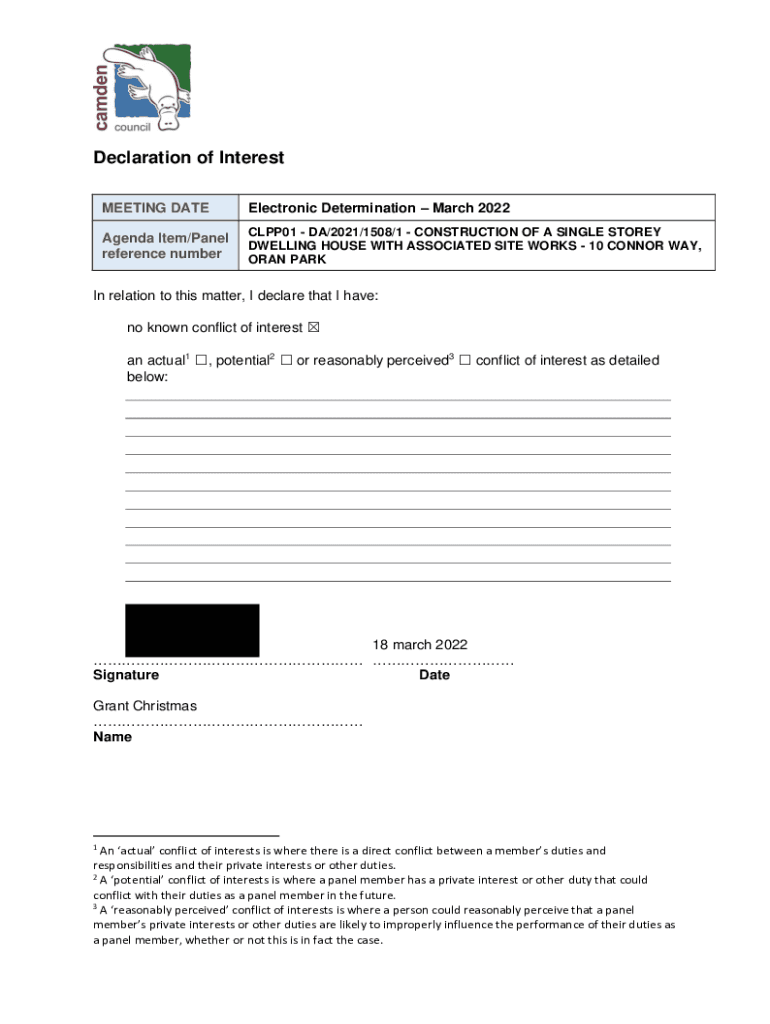 Fillable Online Declaration of Interest form March ED.docx Fax Email ...