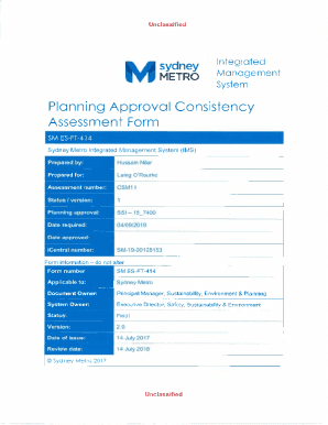 Fillable Online Msydney Planning Approval Consistency' Assessment Form ...