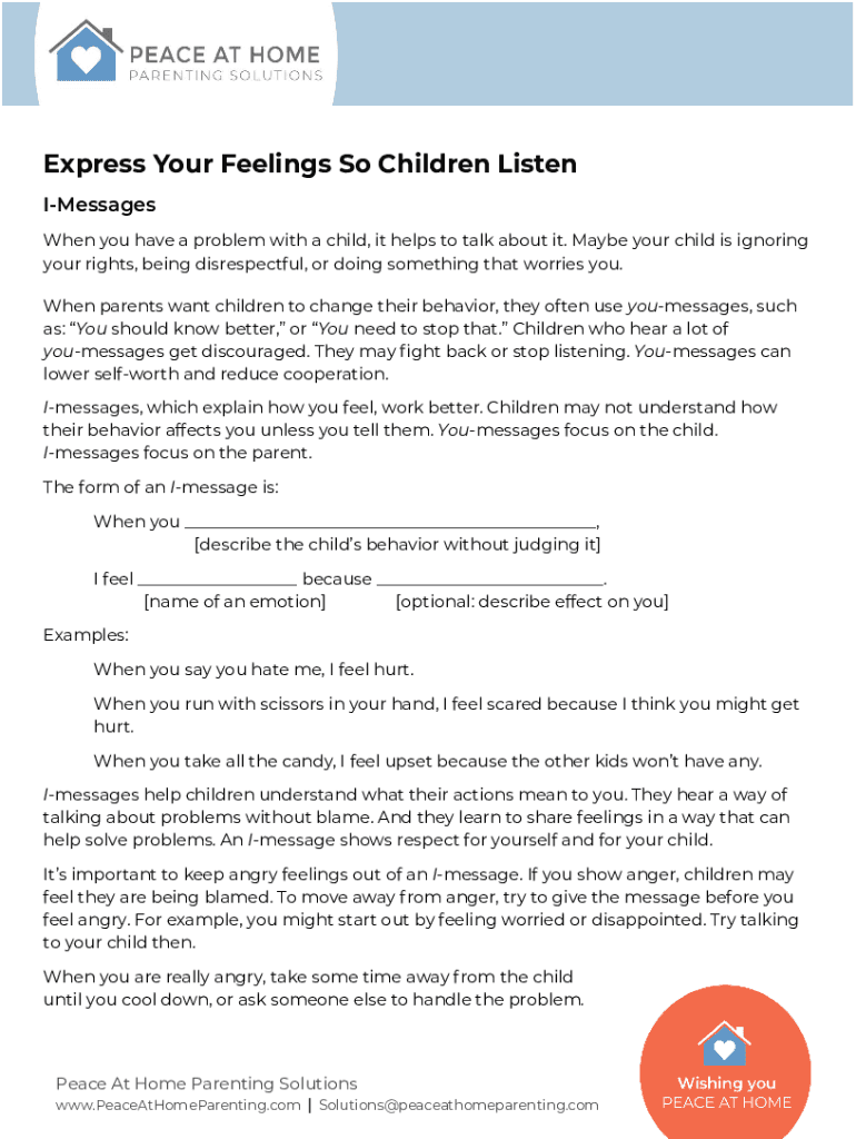 Fillable Online I- Statements- emotions coach Fax Email Print - pdfFiller