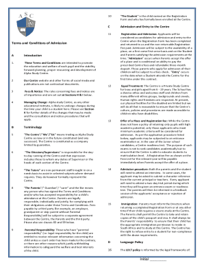 Fillable Online Initial Terms and Conditions of Admission Fax Email ...
