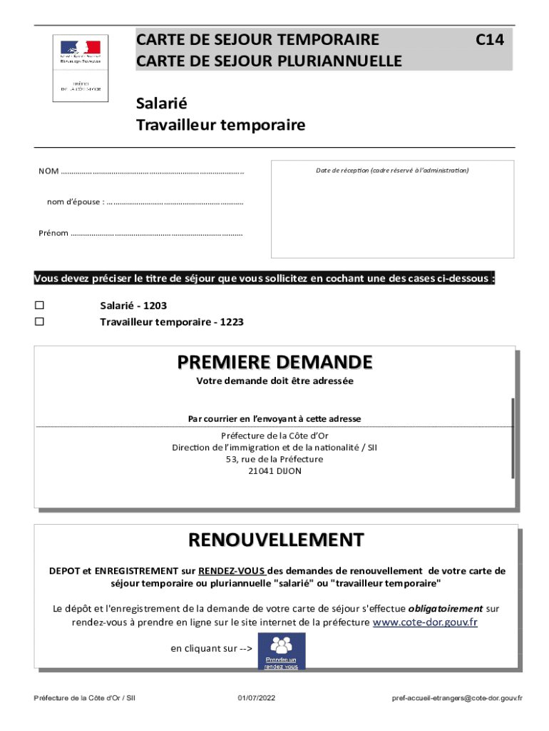 Remplissable En Ligne Travail d'un tranger en France : carte de sjour - salari ... Fax Email ...