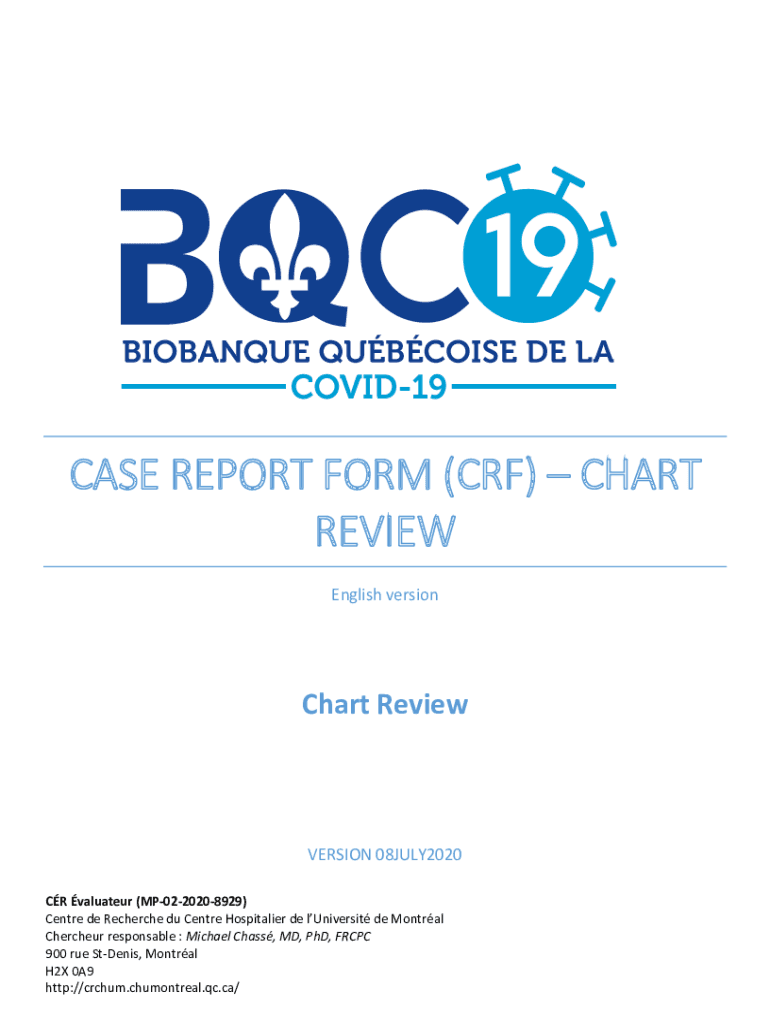 Fillable Online CASE REPORT FORM (CRF)CHART REVIEW. English version Fax ...