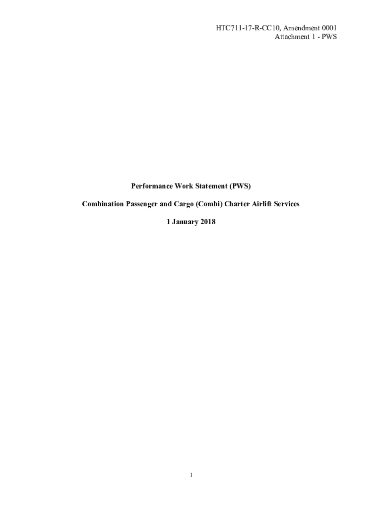 Fillable Online Table of Contents for PWS (Template) - Acquisition ...