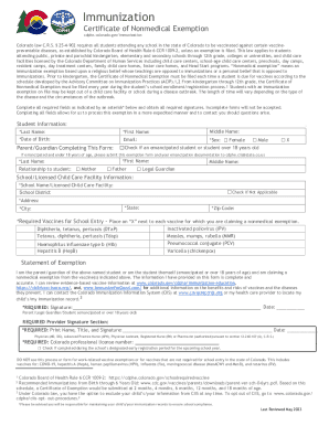 Fillable Online Immunization - Non-Medical Exemption Form (Religious ...