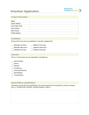 Fillable Online middlesexcl on Volunteer application - StudyLib Fax ...