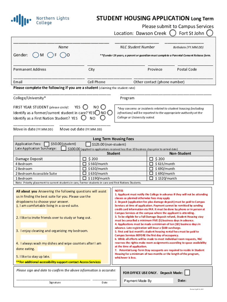 Fillable Online Free fillable RESIDENCE APPLICATION (Northern Lights ...