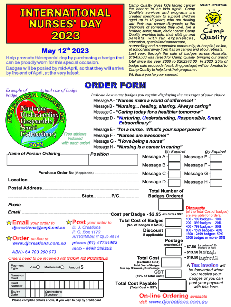 Fillable Online ORDER FORM late orders.cdr Fax Email Print - pdfFiller