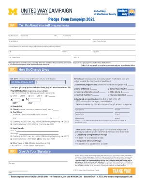 Fillable Online Pledge Form Campaign 2021 Fax Email Print - pdfFiller
