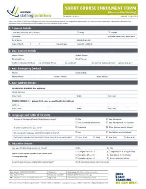 Fillable Online westvic org TSF 408 Short Course Enrolment Form Fax Email Print - pdfFiller