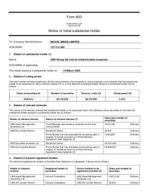 Fillable Online FORM 603. Corporations Act Section 671B. Notice of ...