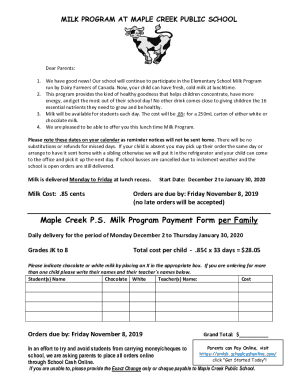 Fillable Online Special Milk Program - School Nutrition ... Fax Email ...