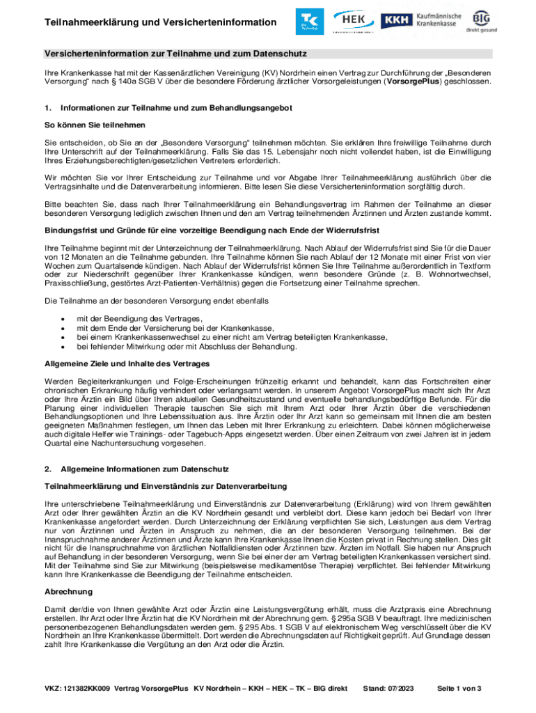 Ausfüllbar Online Teilnahmeerklrung und Versicherteninformation fr ...