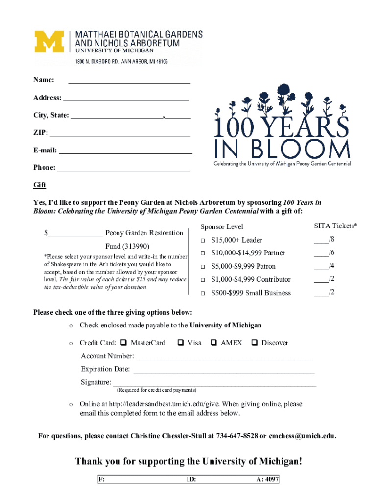 Fillable Online U-M Peony Garden named after W. E. Upjohn 100 years ...