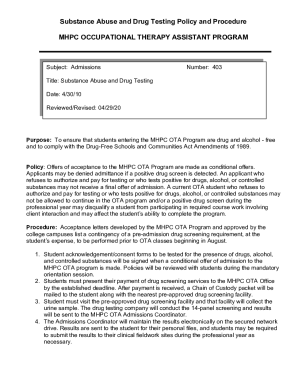 Fillable Online Substance Abuse and Drug Testing Policy and Procedure ...