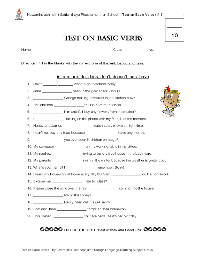 Fillable Online Basic Verbs and Conversation M Fax Email Print Fax Email Print - pdfFiller