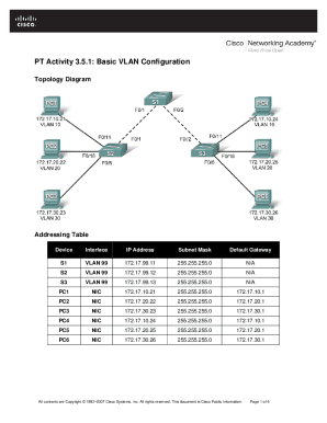 Fillable Online PT Activity 3.5.1: Basic VLAN Configuration Fax Email ...
