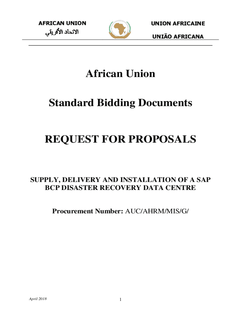 Fillable Online African Union Standard Bidding Documents REQUEST ...