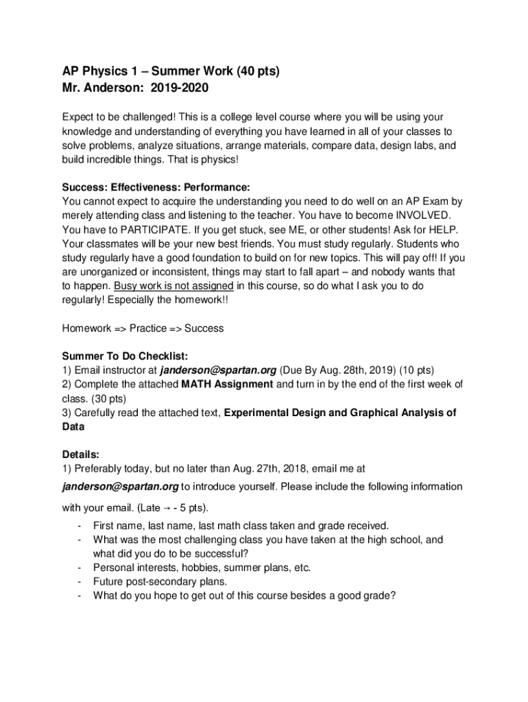 Fillable Online Ap Physics 1 Algebra Based Course Audit Ap Central