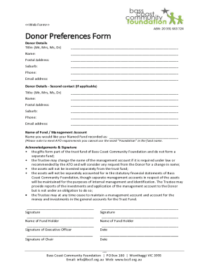 Fillable Online bccf org Donor Preferences Form - Bass Coast Community ...