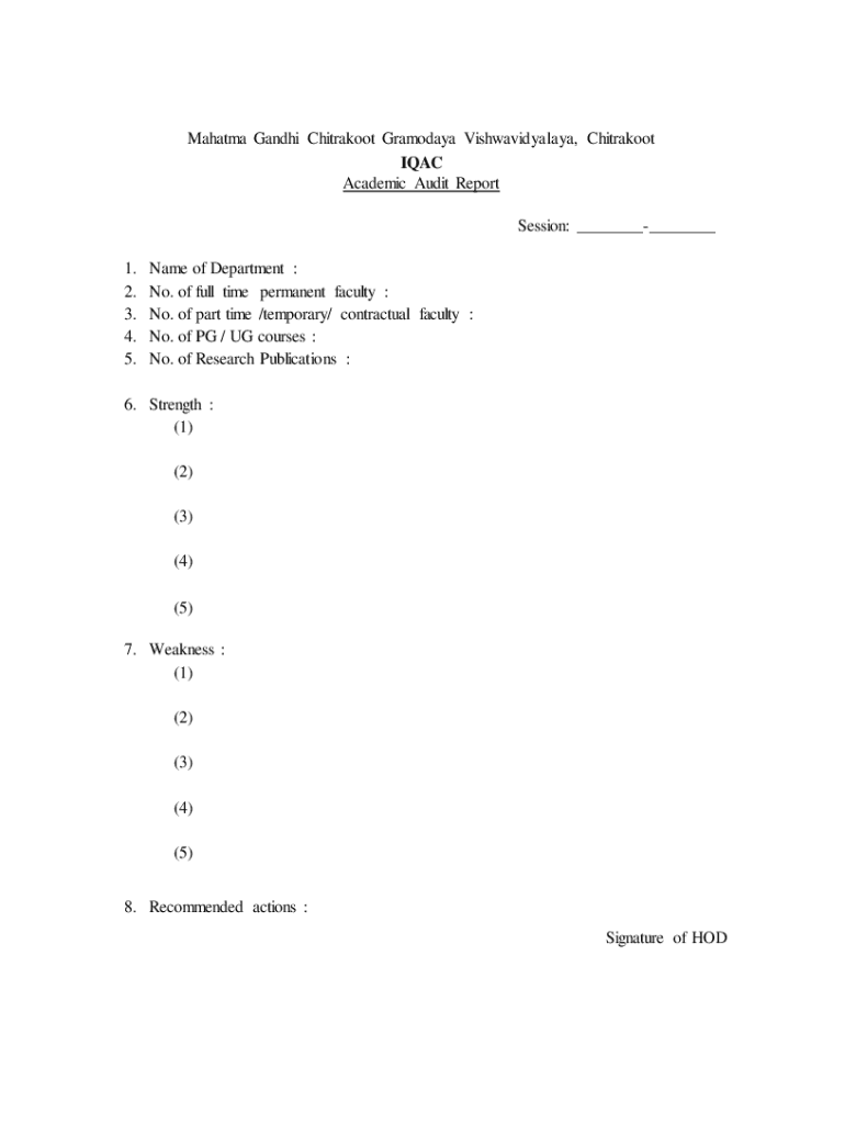 Fillable Online Academic and Admin. Audit Report Fax Email Print ...