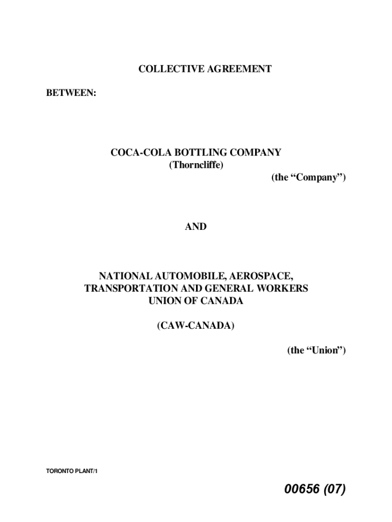Fillable Online E - Collective Agreement CAW Coca Cola.pdf Fax Email Print - pdfFiller
