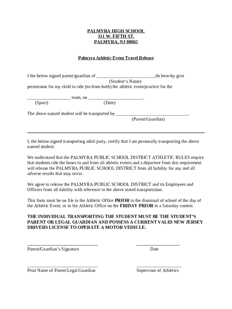 Travel Release (doc) Doc Template | pdfFiller