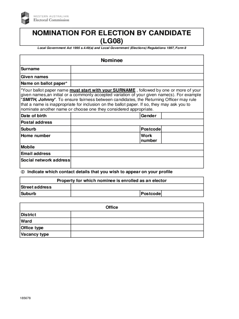 Fillable Online LG08 Nomination Form Fax Email Print - pdfFiller