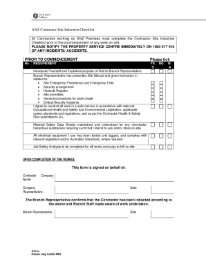 Fillable Online Sample checklist for site inductionWorkSafe Victoria ...