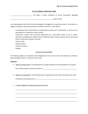Fillable Online Title IX - Formal Complaint Form Fax Email Print ...