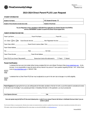 Fillable Online 2023-2024 Federal Direct Parent PLUS Loan Request Form ...