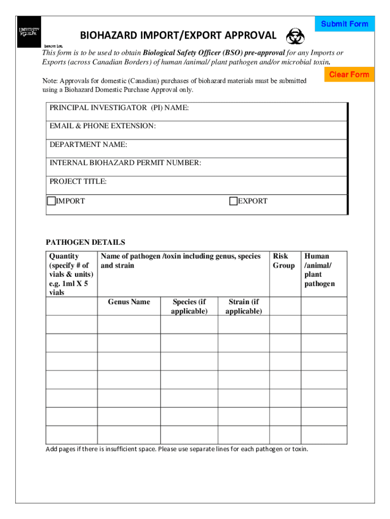 Fillable Online animalbiosciences uoguelph Quick Reference - Biohazard ...
