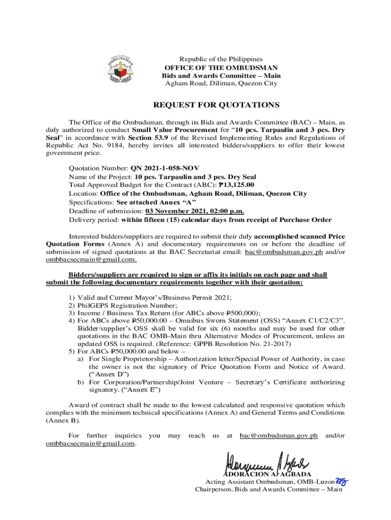 Fillable Online duly authorized to conduct Small Value Procurement for 10 pcs Fax Email Print ...