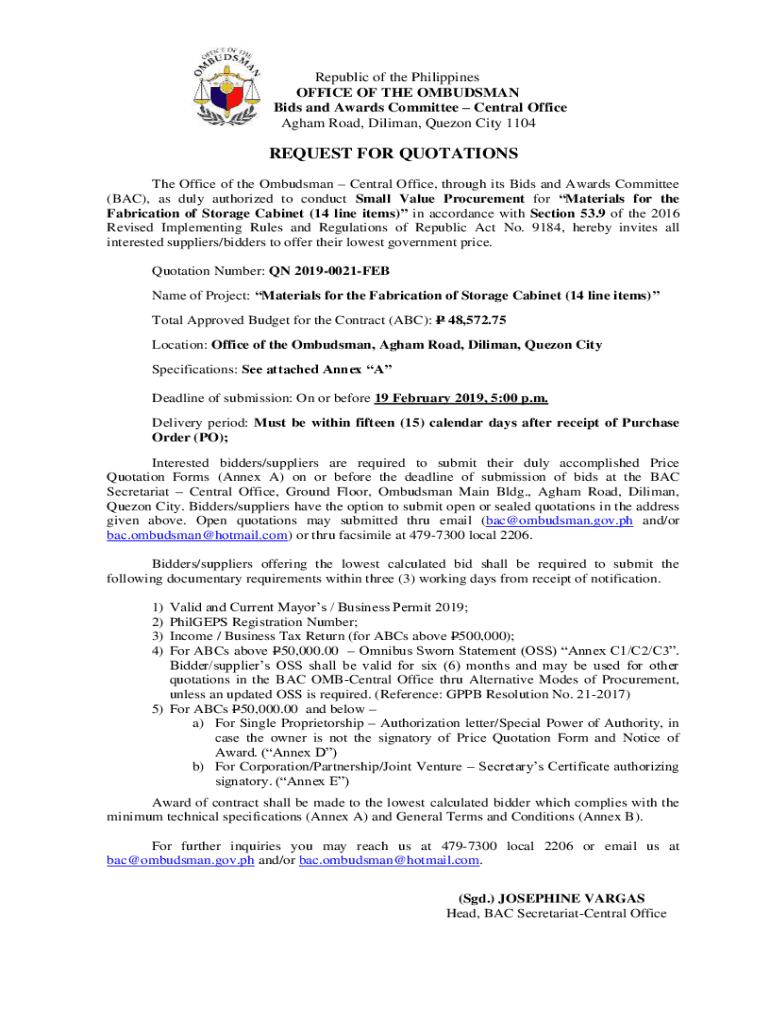 Fillable Online (BAC), as duly authorized to conduct Small Value ...