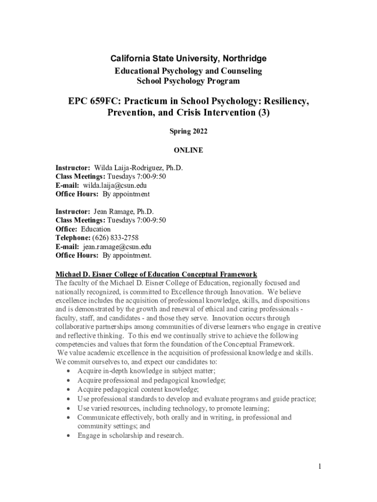 Fillable Online Professional School Psychology Fieldwork Agreement ... Fax Email Print - pdfFiller