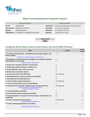 Fillable Online sword doc state sc S.C. DHEC Food Safety Inspections ...