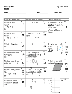 maths key skills stage 4 skill check 5 answers Doc Template | pdfFiller