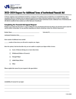 Fillable Online 20232024 Request For Additional Terms of Institutional ...